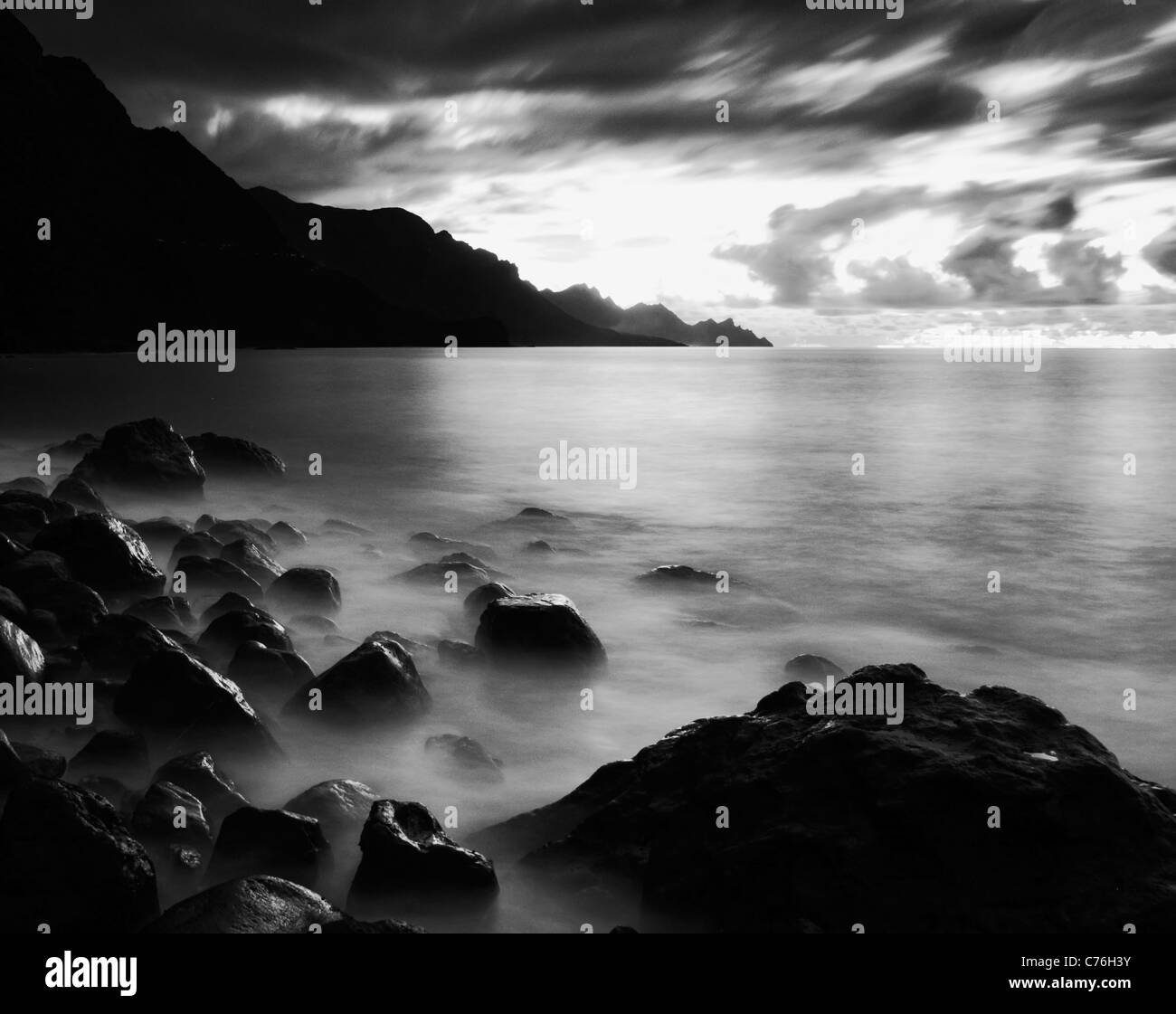 Sunset near beach in Black and White Stock Photos & Images - Alamy