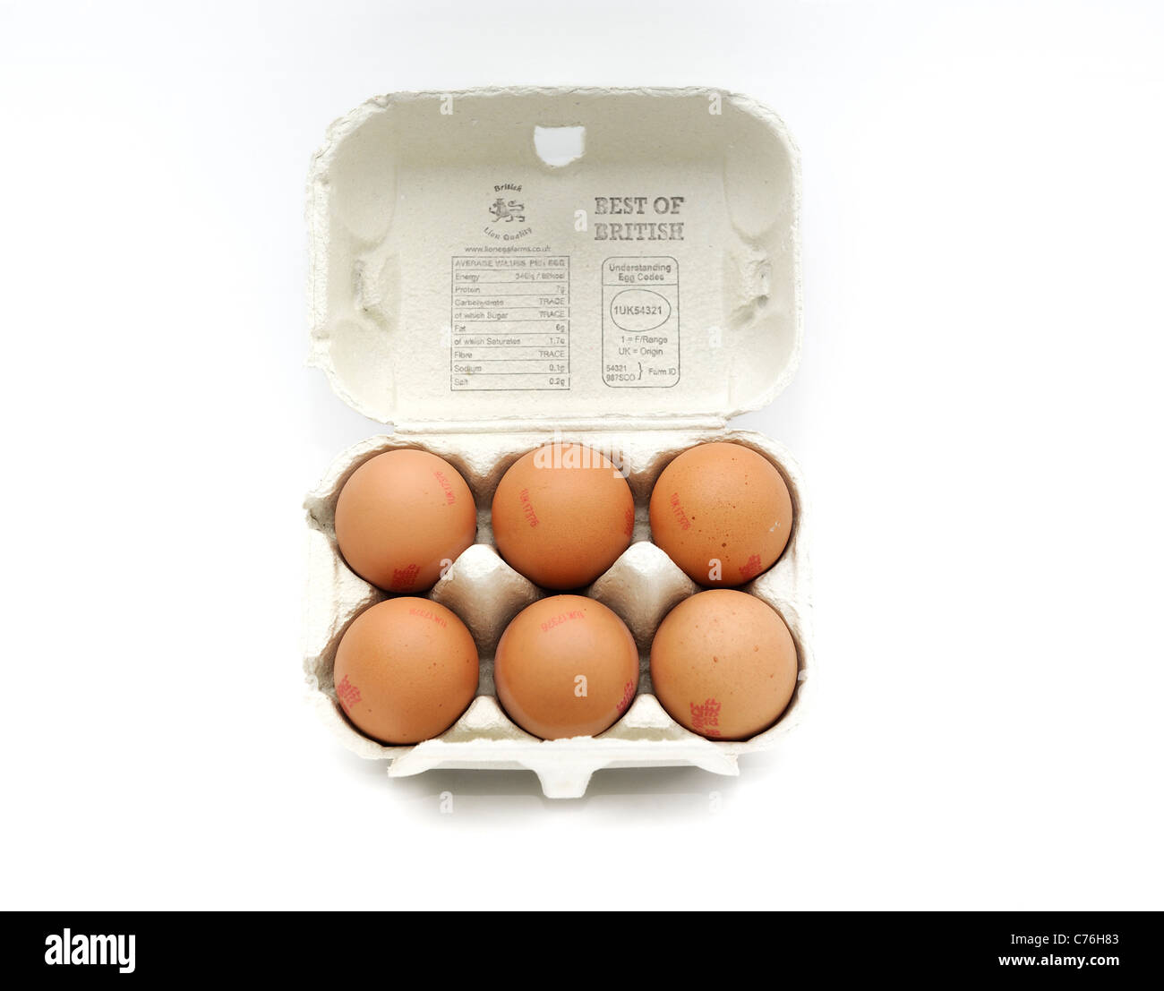 box of 6 free range eggs england uk Stock Photo - Alamy