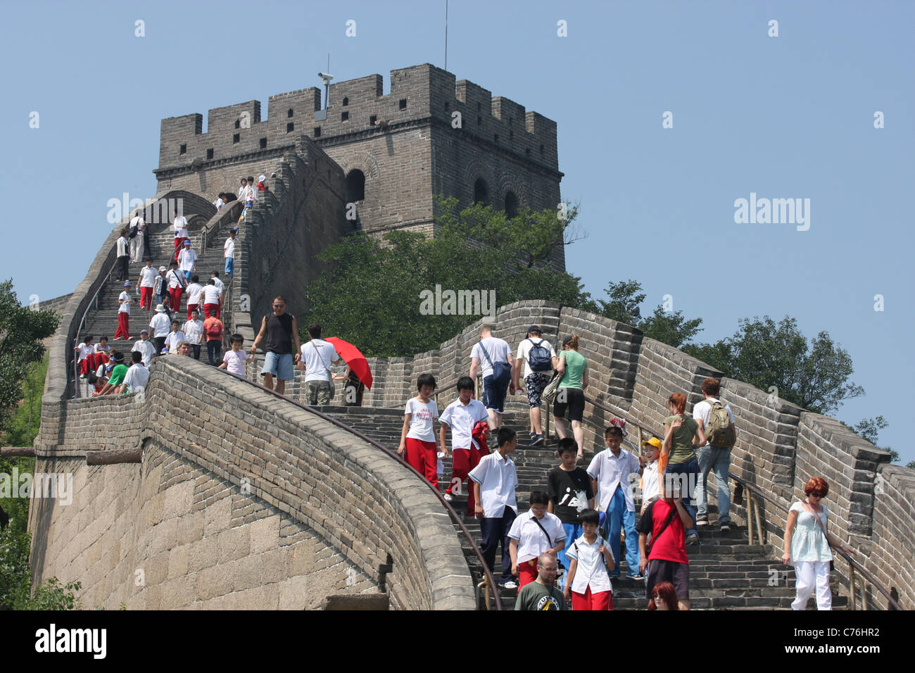 Steep side of the Great Wall of China at Badaling Stock Photo - Alamy