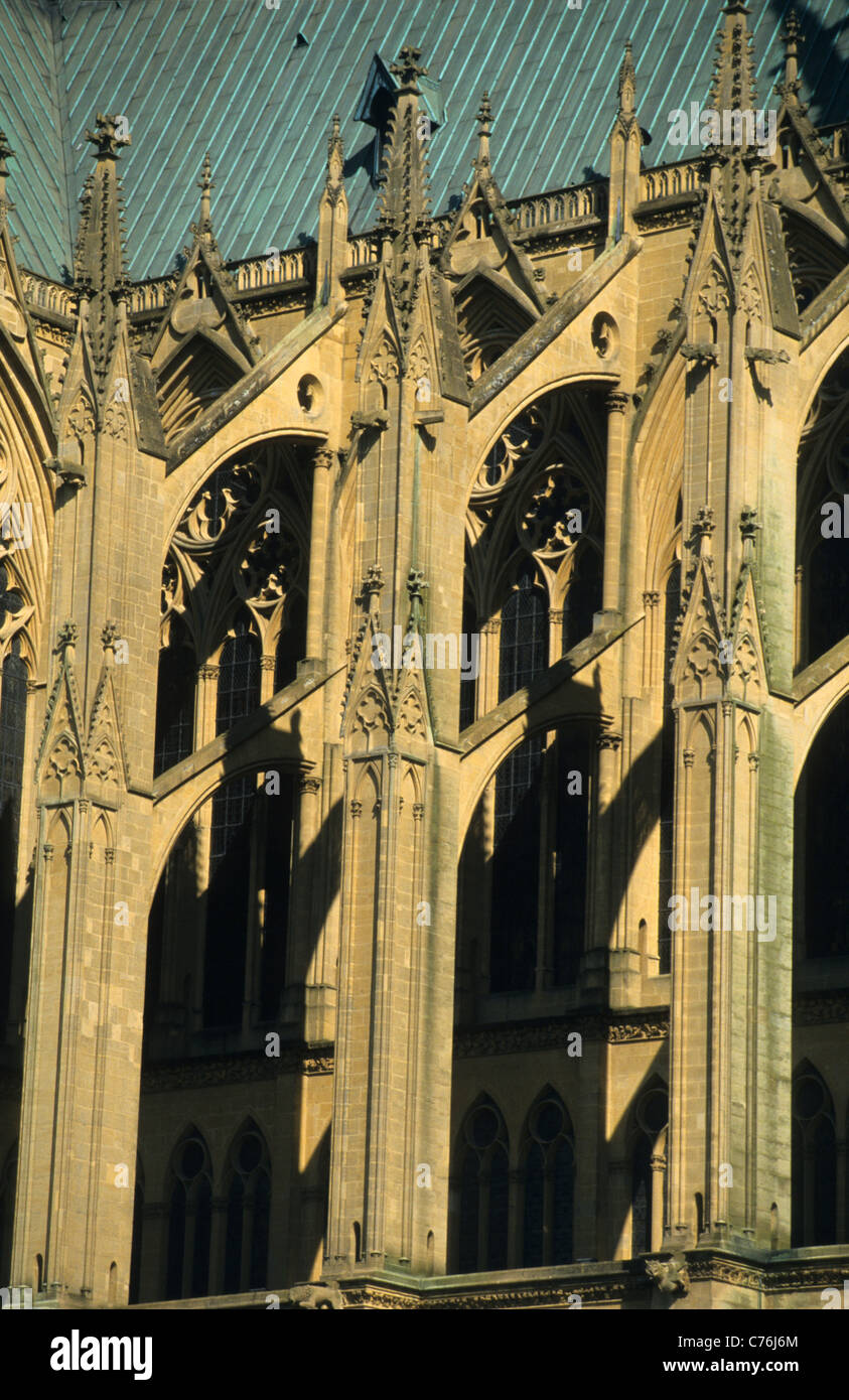 Outside detail of buttress, pinnacles and flying buttress of Cathedral ...