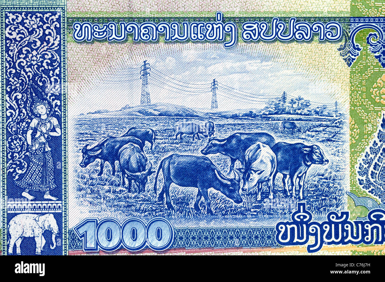 Laos 1000 One Thousand New Kip Bank Note Stock Photo - Alamy