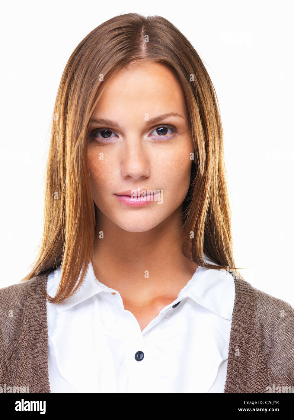 Portrait attractive woman brown Cut Out Stock Images & Pictures - Alamy