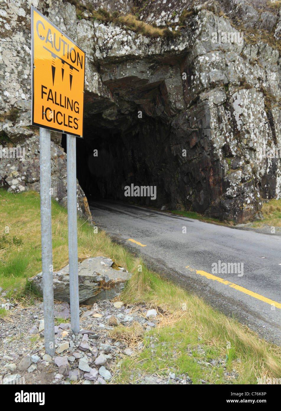 Tunnel with warning sign hi-res stock photography and images - Alamy