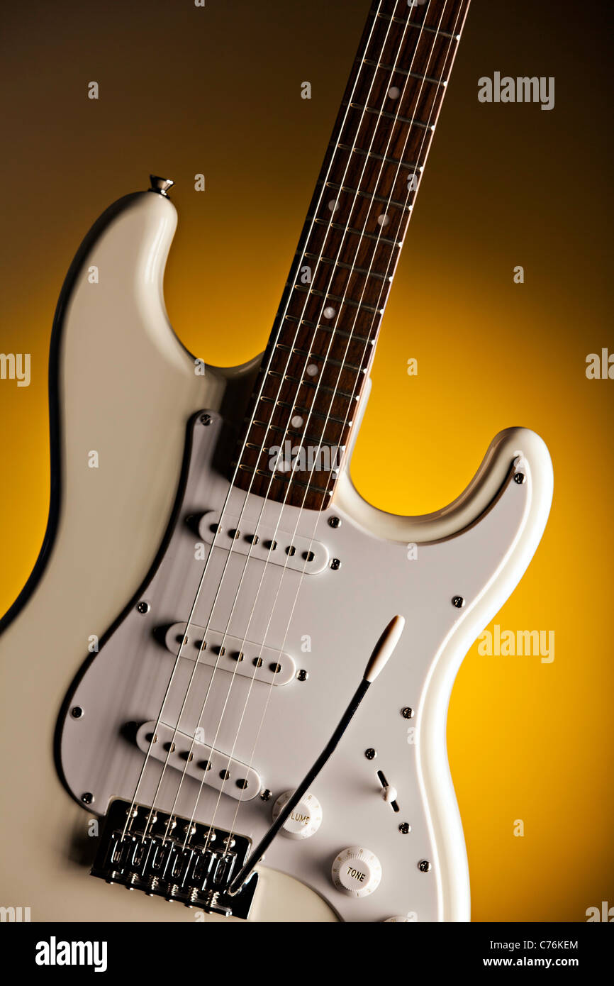 White Guitar Isolated Stock Photo - Alamy