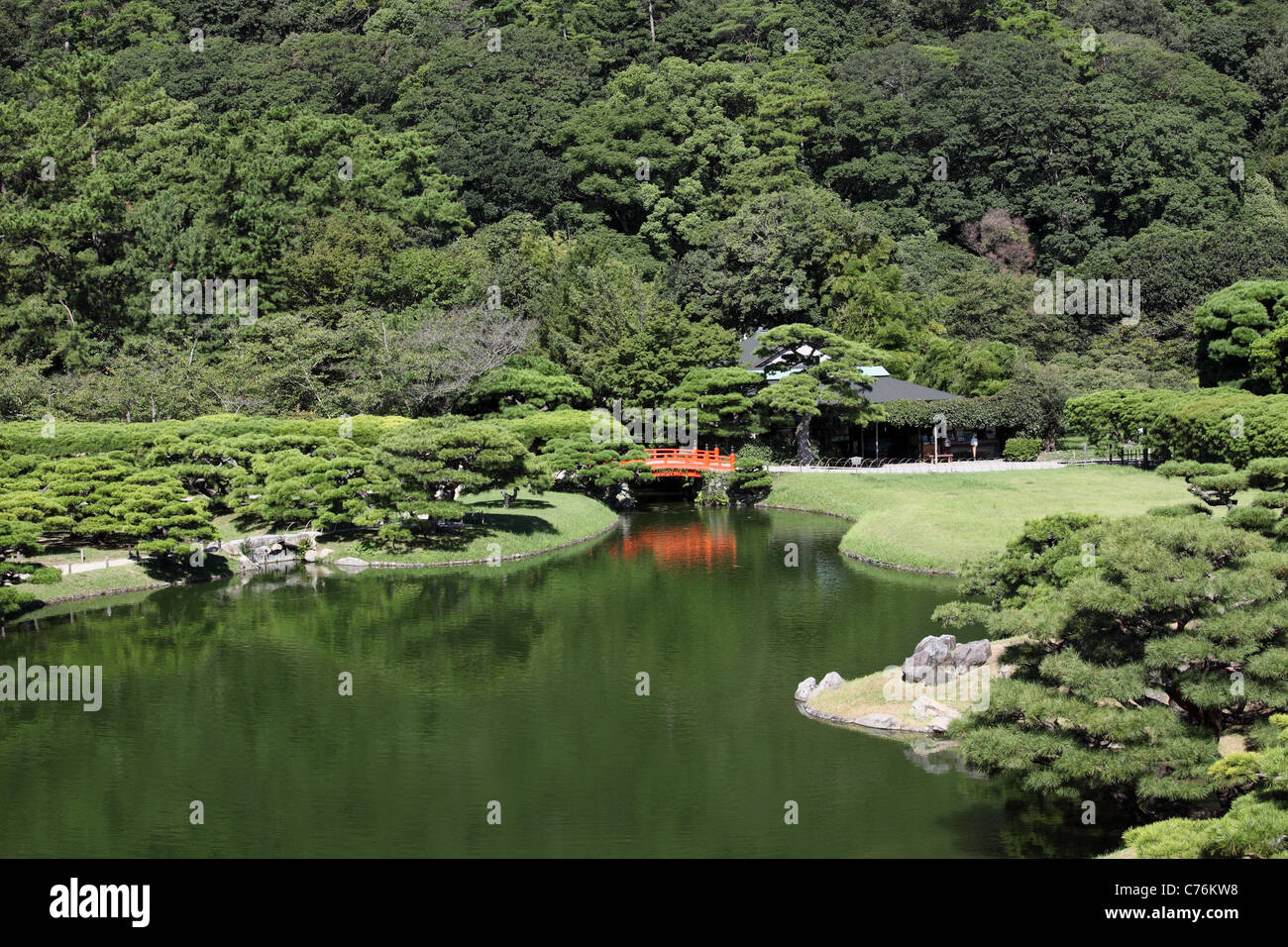 Beautiful japanese garden, green park in summer time Stock Photo - Alamy