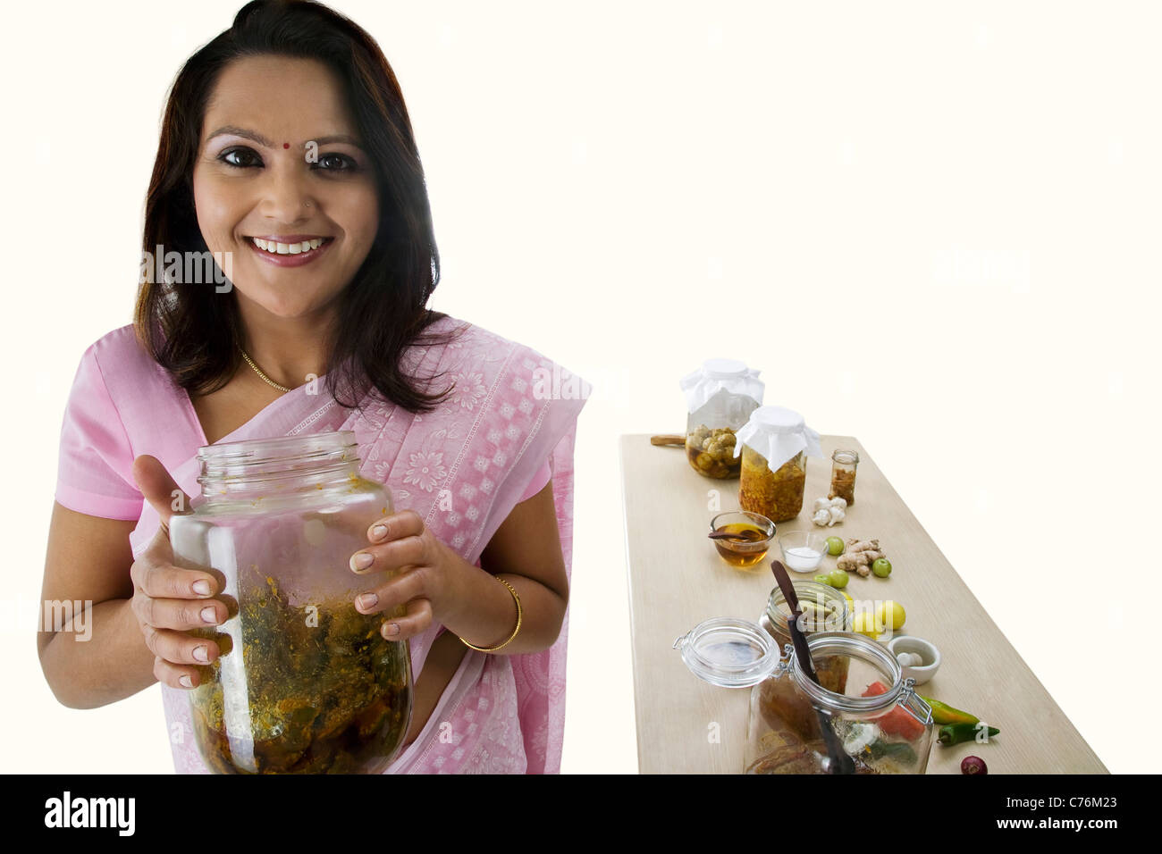 Indian woman housewife vegetable food Cut Out Stock Images & Pictures ...