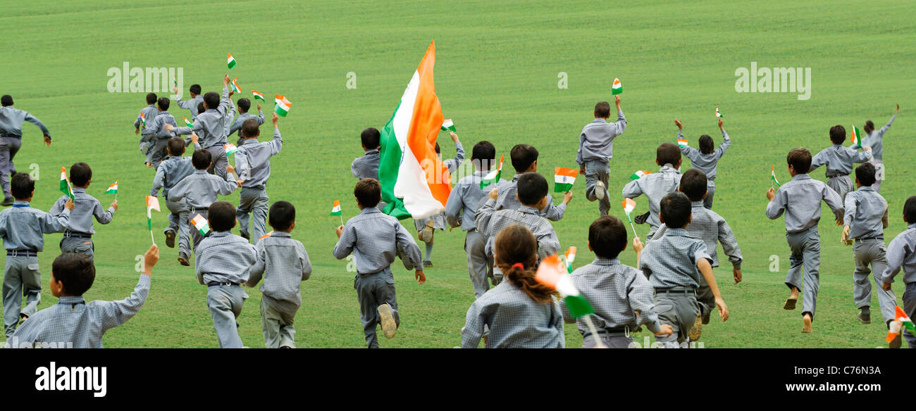 Indian school kids running hi-res stock photography and images - Alamy