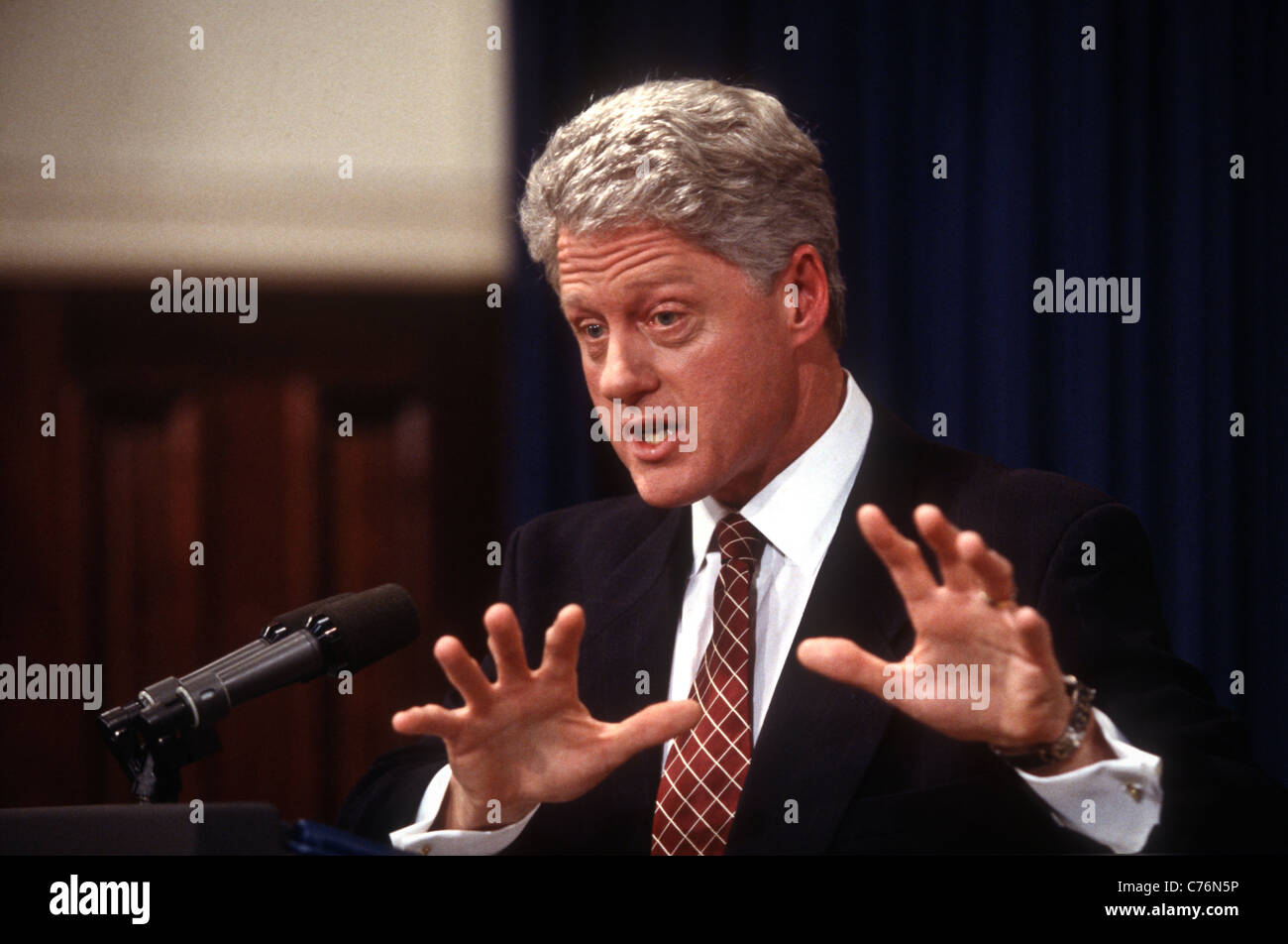 US President Bill Clinton during a news conference in the Old Executive ...