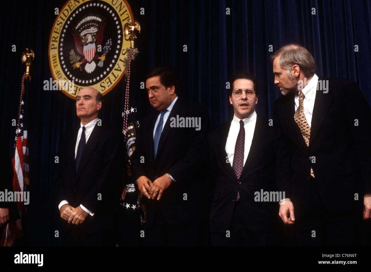 (L-R) Bill Daley, Bill Richardson, Gene Sperling and Daniel Tarullo ...