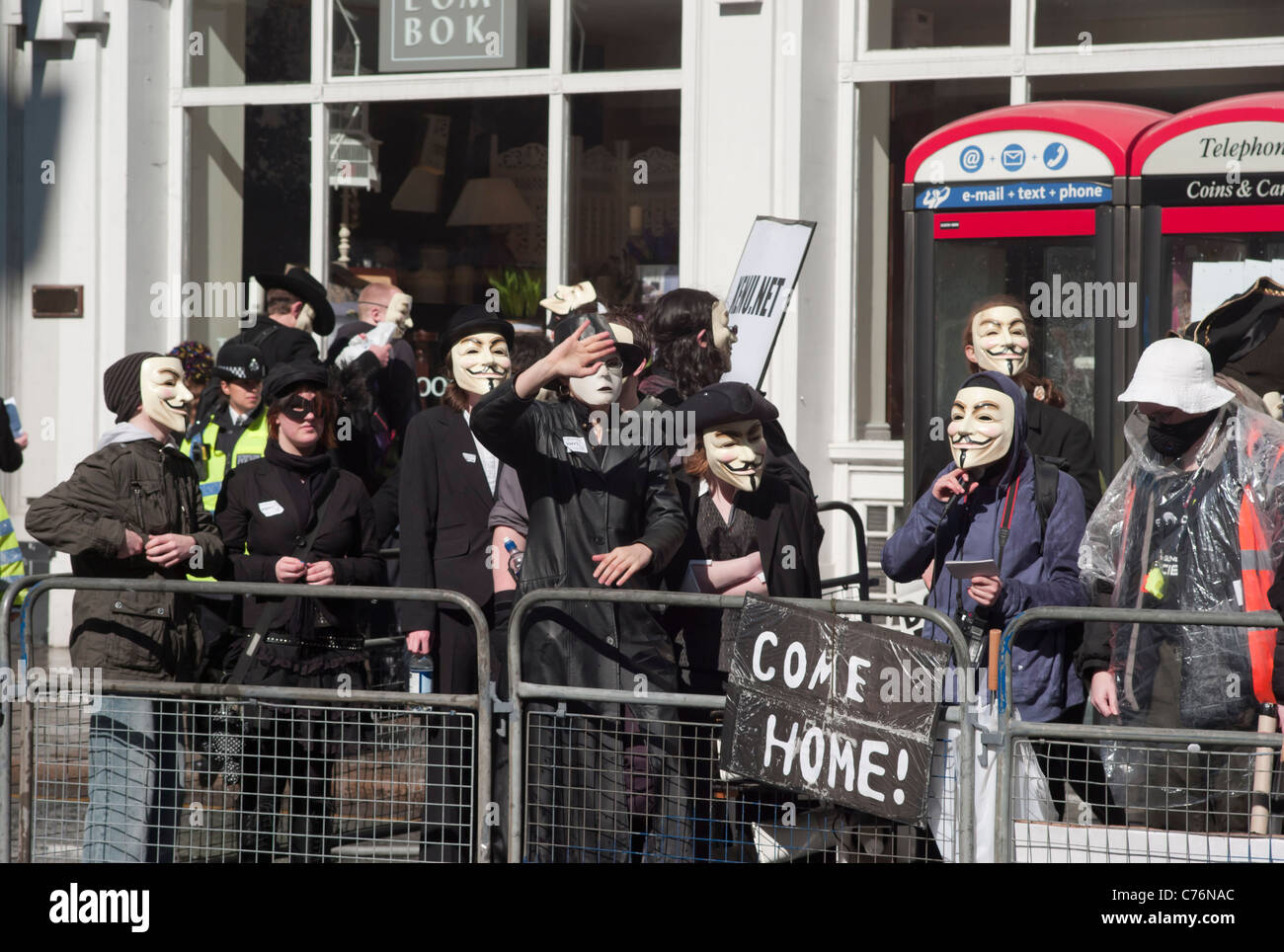 Anonymous protest against the Church of Scientology held on April 12 ...