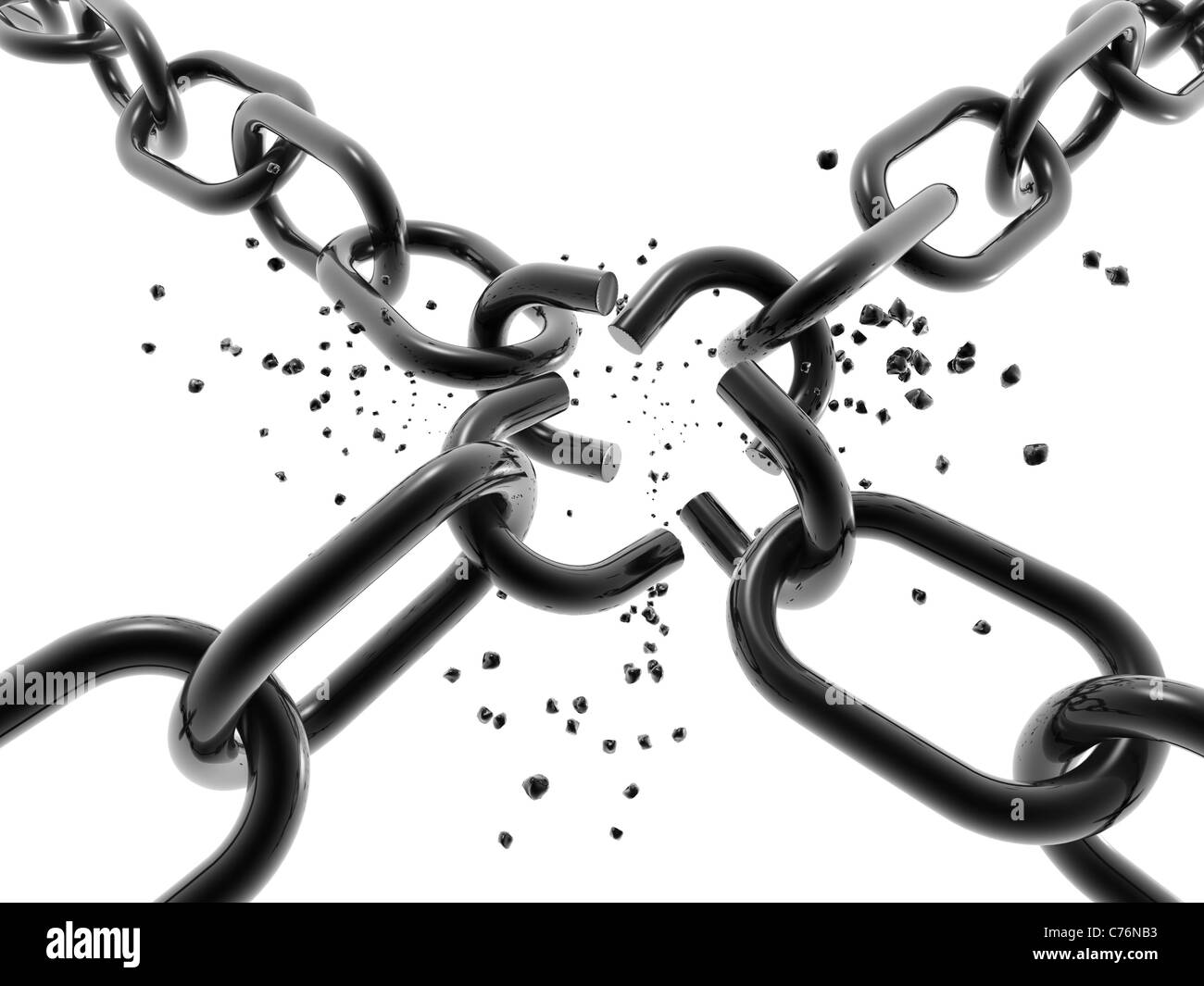 3D chain breaking Stock Photo - Alamy