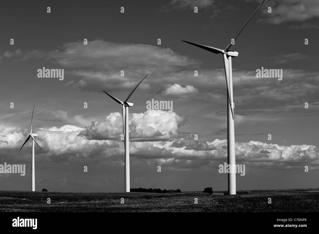 Wind farm electricity generation Black and White Stock Photos & Images ...