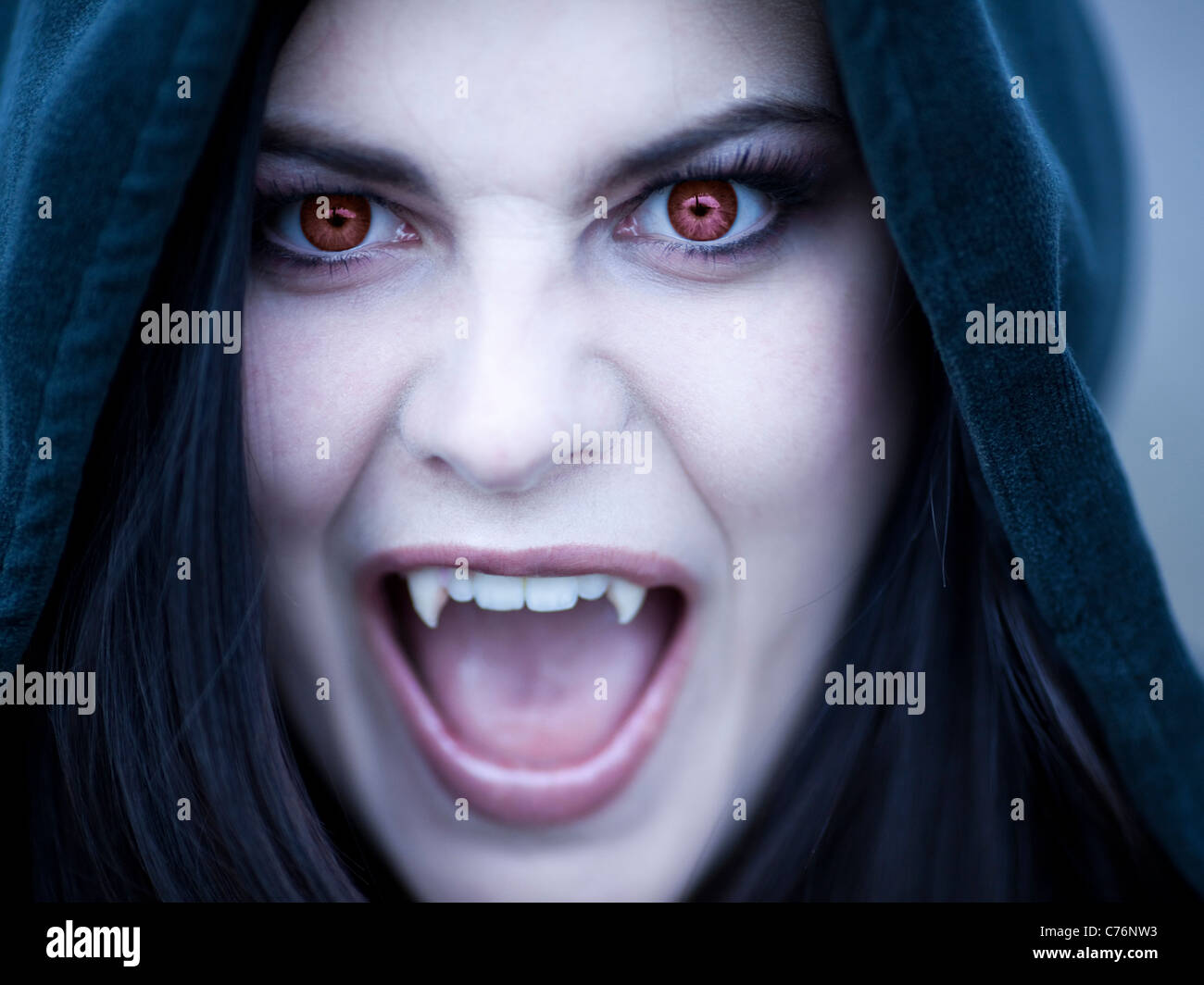 USA, Utah, Cedar Hills, Portrait of female teenage vampire (16-17 ...