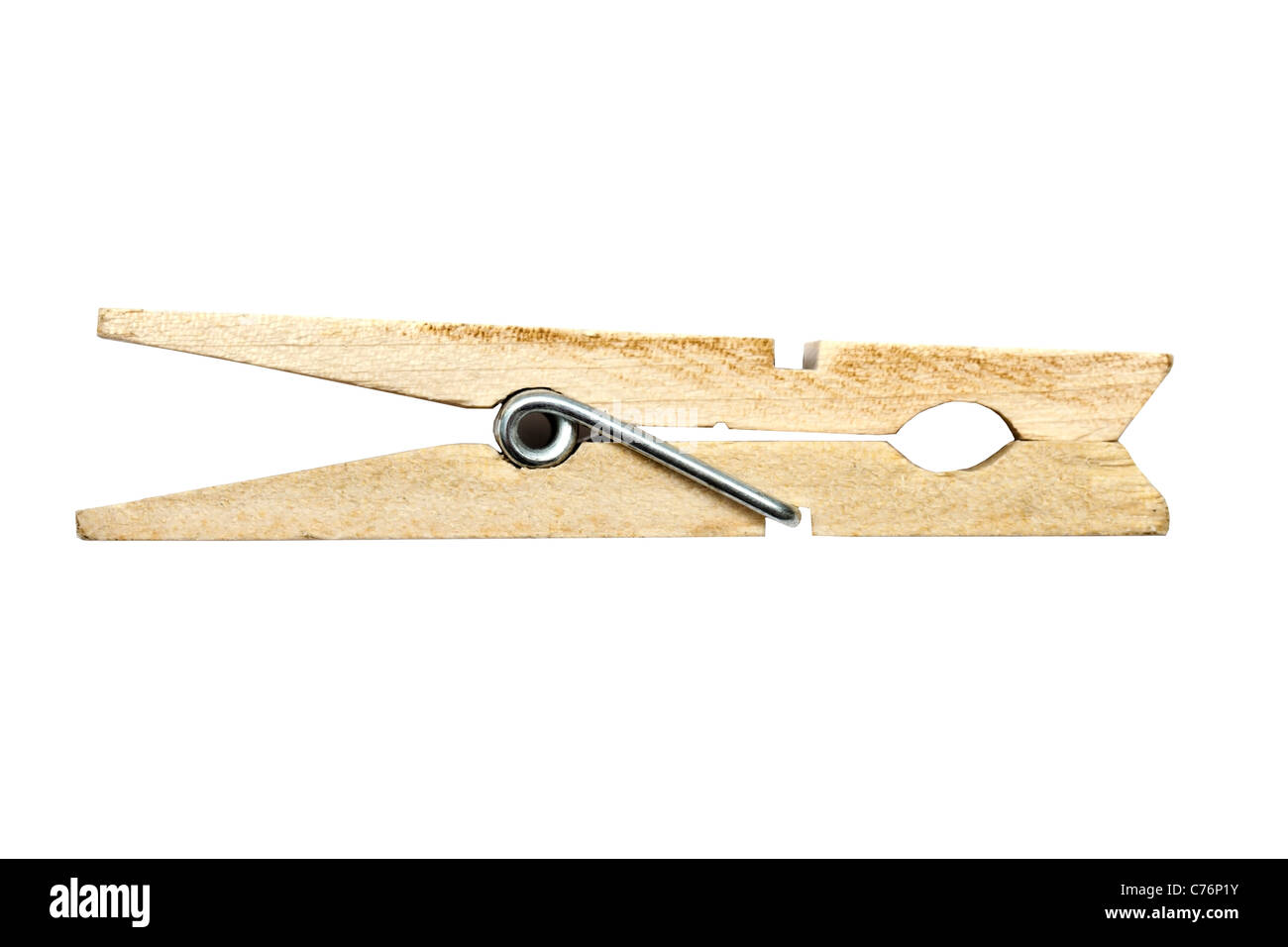 Wooden clothespin closeup on white background Stock Photo - Alamy