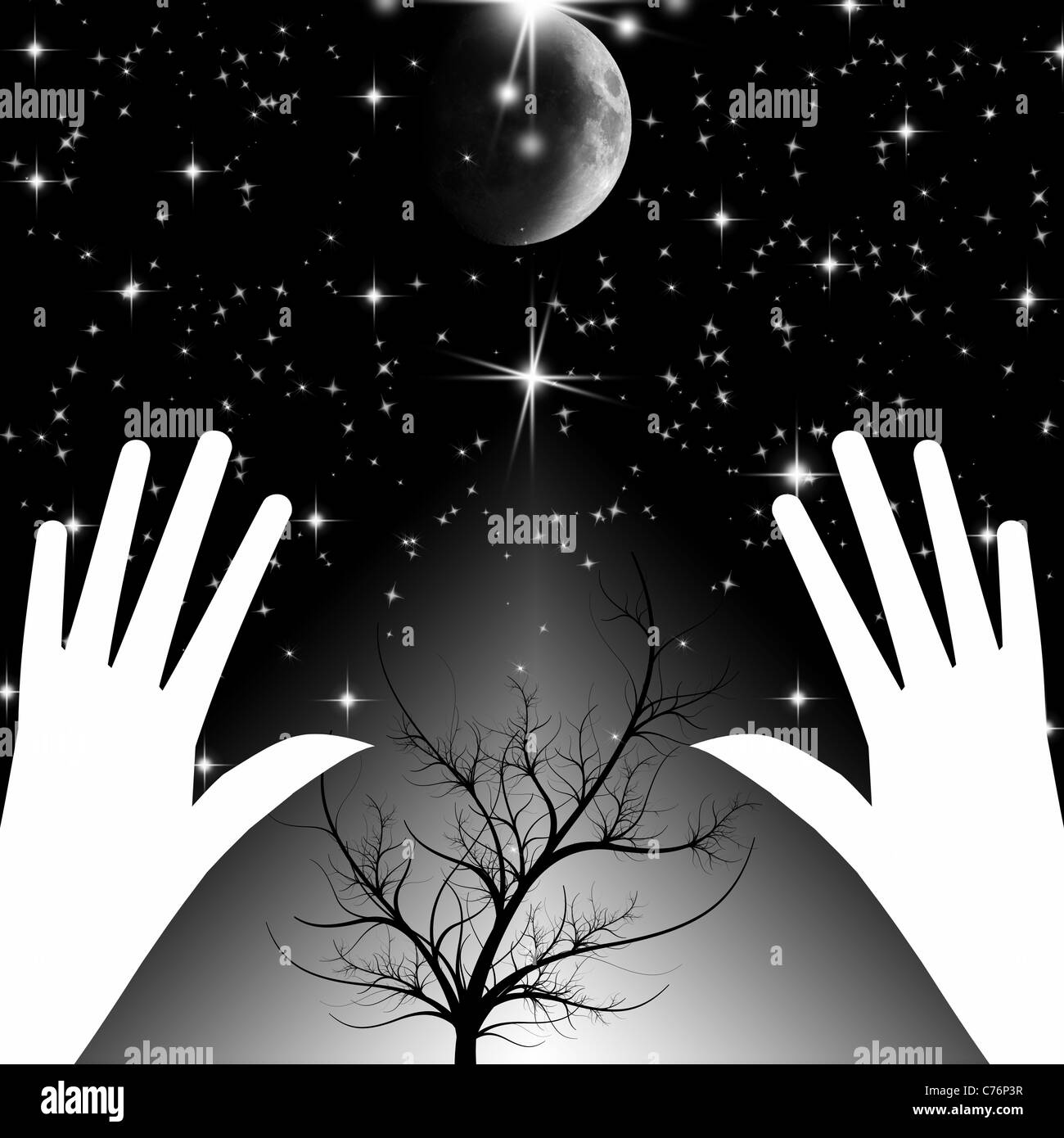 Night Sky Moon Drawing