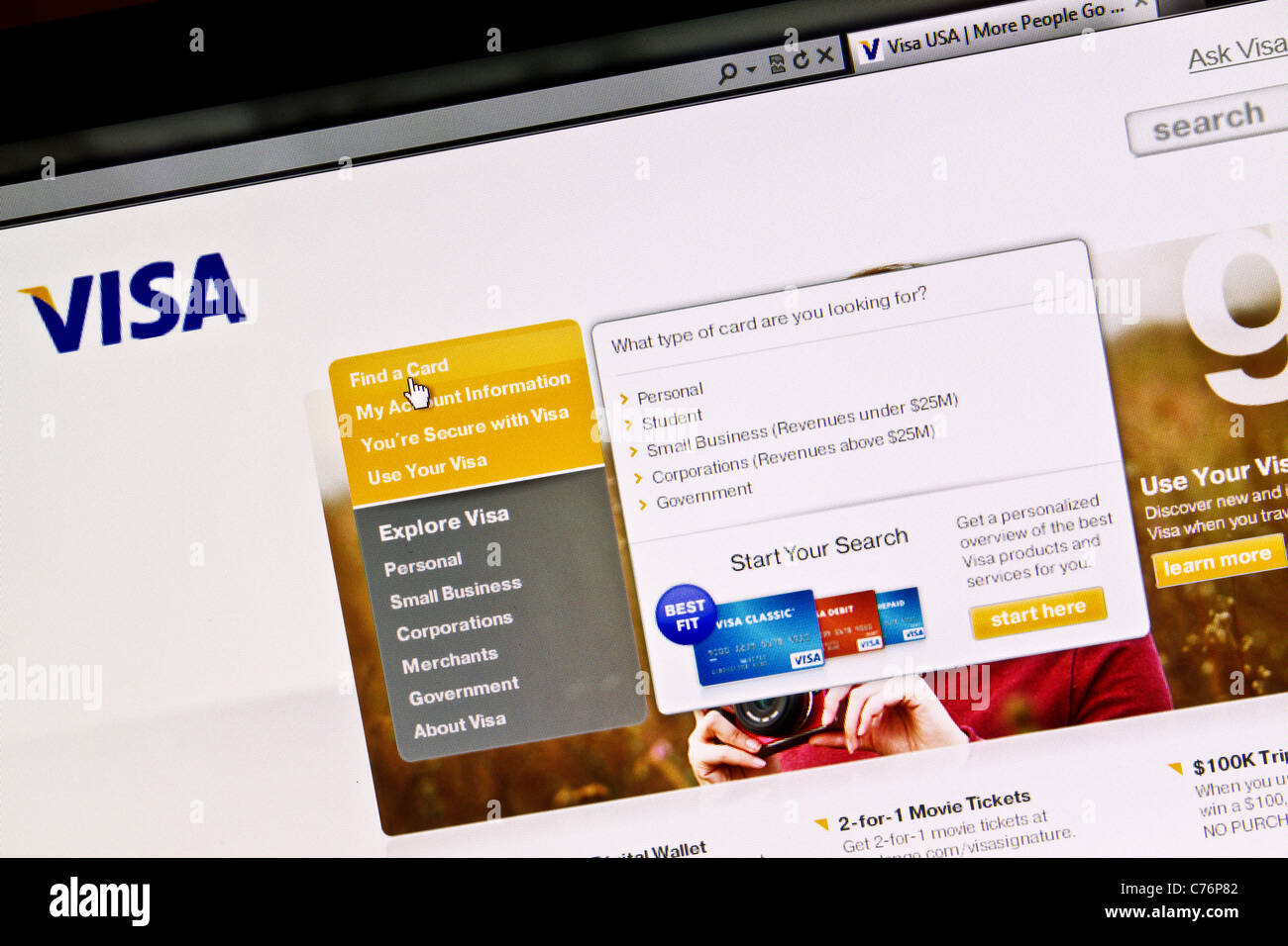 Visa website on computer screen Stock Photo - Alamy
