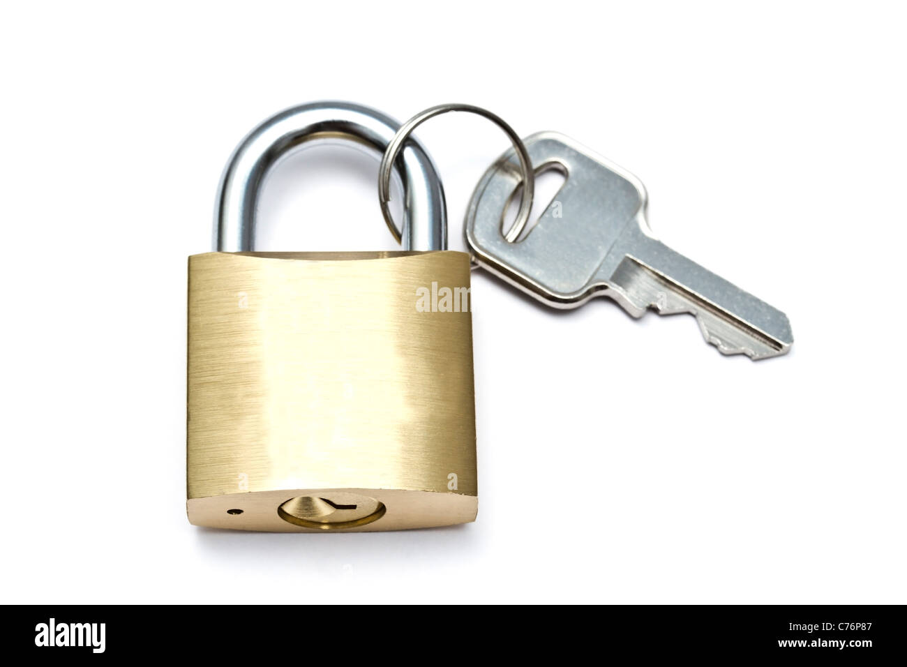 Padlock and key isolated on white background Stock Photo - Alamy