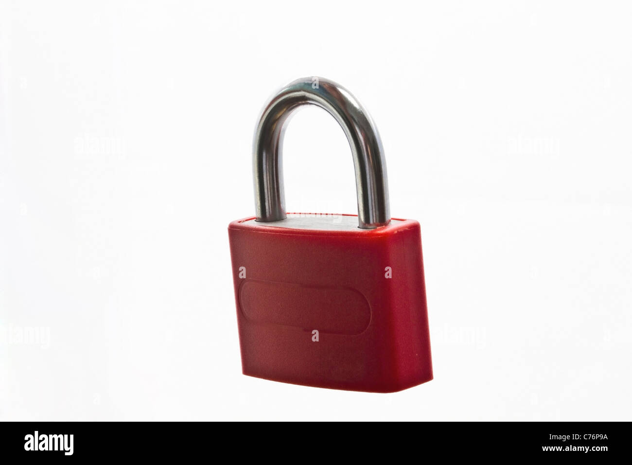 Red padlock closeup on white background Stock Photo - Alamy