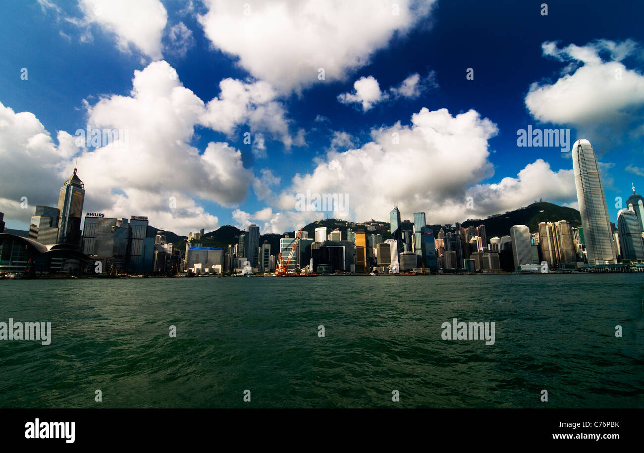 Panoramic view of Hong Kong island as seen from the Kowloon side of ...