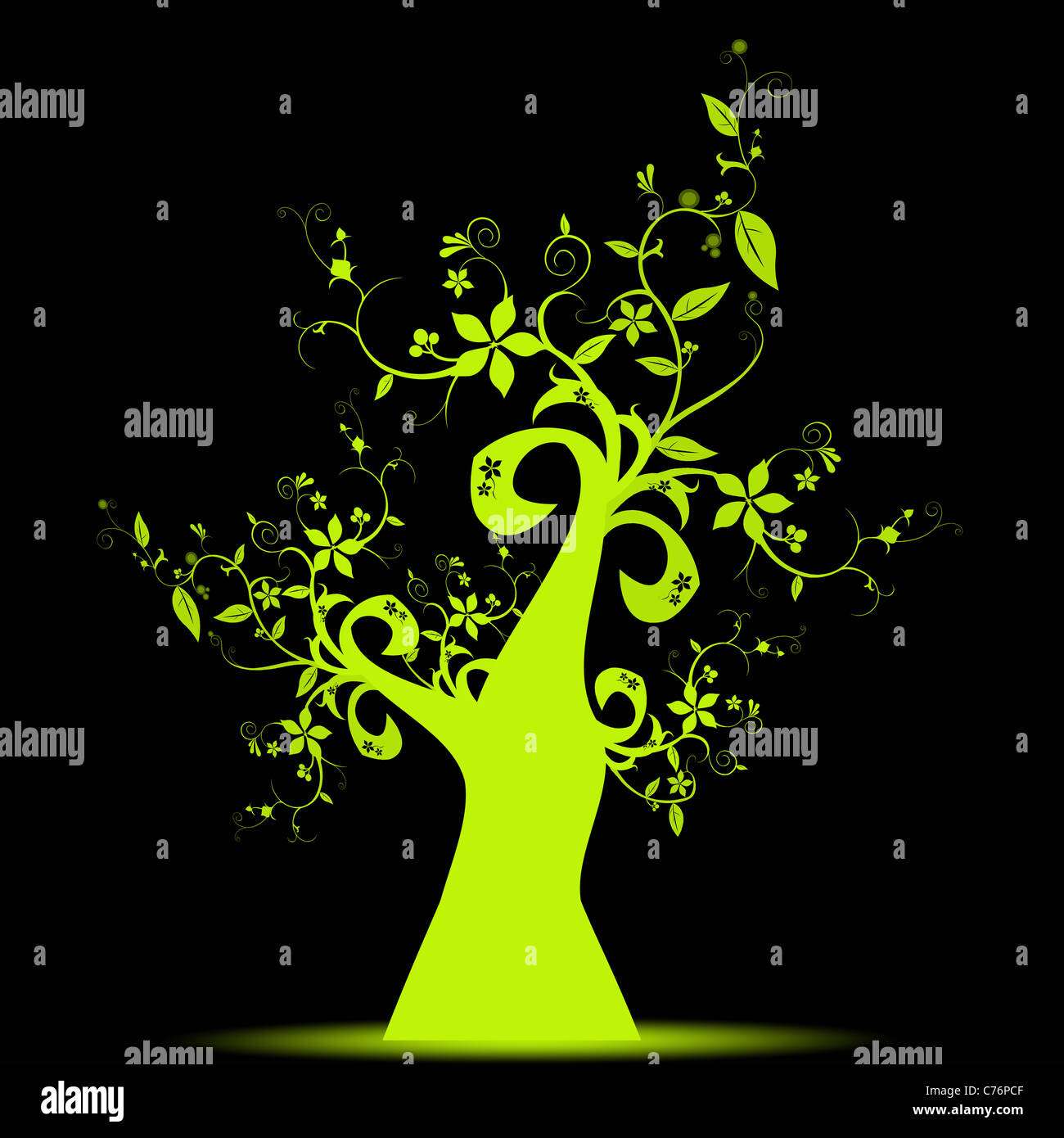 Beautiful abstract art tree isolated on black background Stock Photo ...