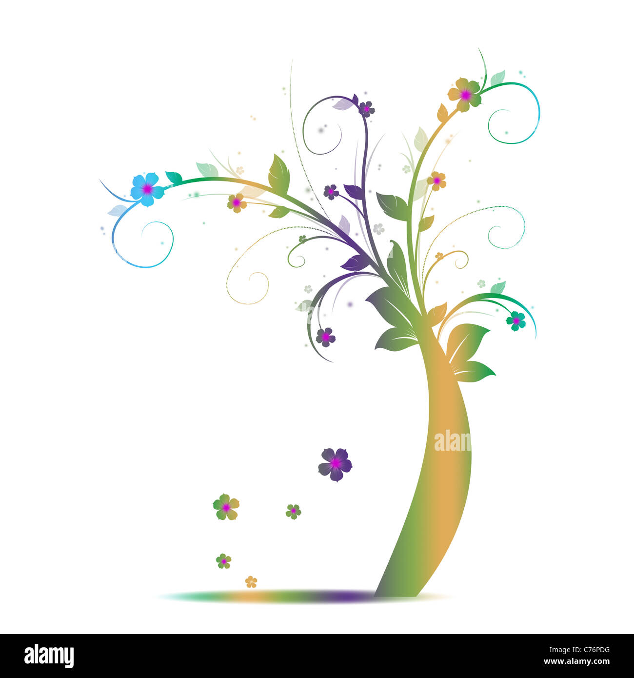 Abstract art tree with beautiful and colorful flowers Stock Photo - Alamy
