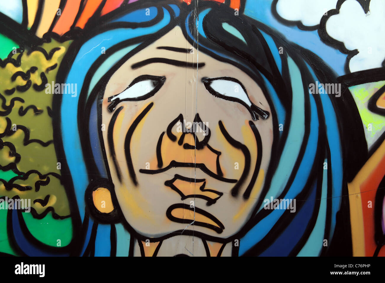 Graffiti paintings that were on display at the construction walls of ...