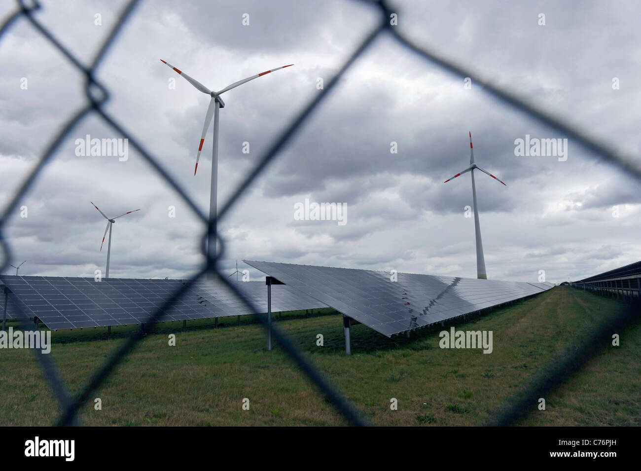 Photovoltaic plant and wind generators Stock Photo - Alamy