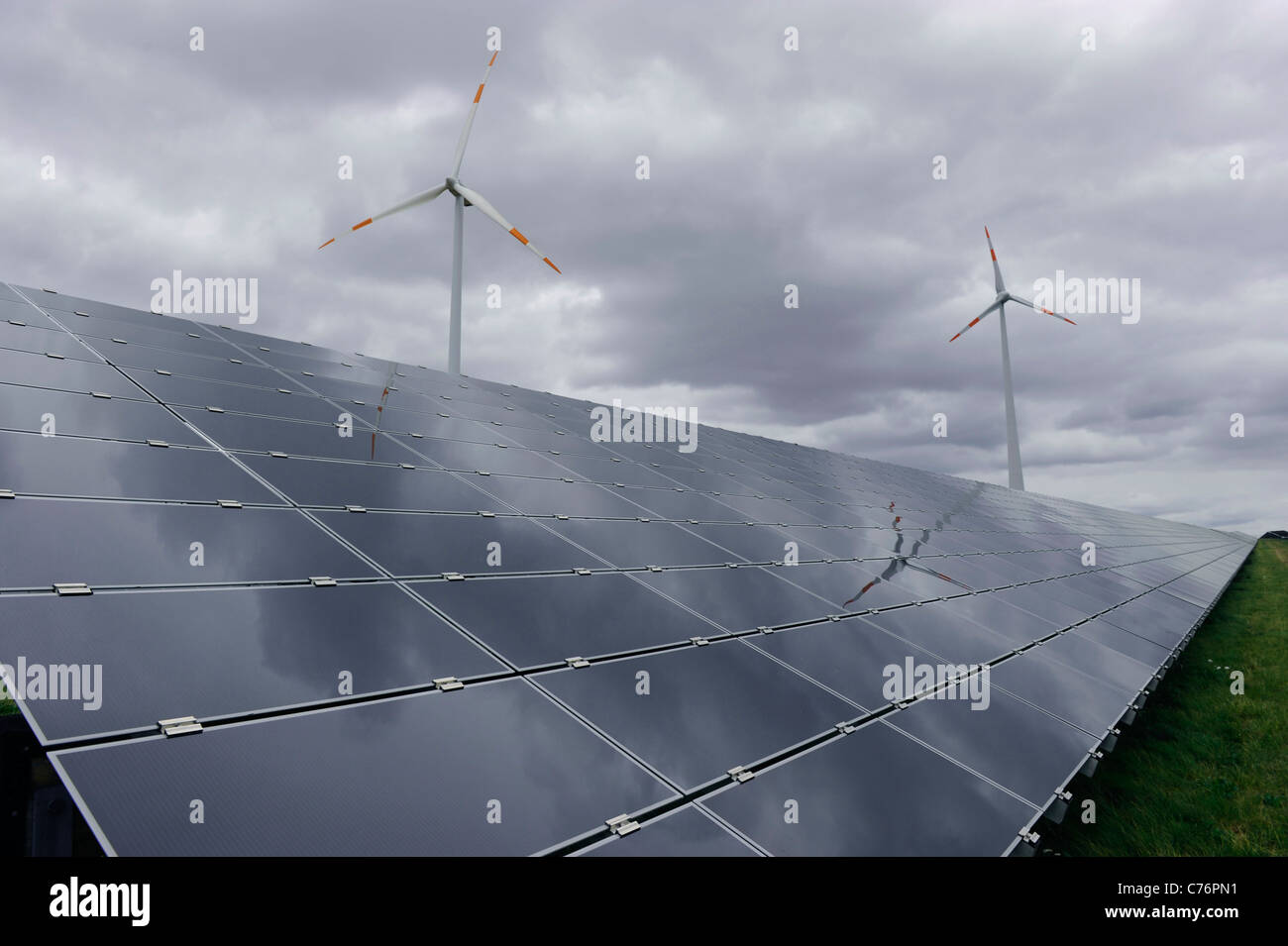 Photovoltaic plant and wind generators Stock Photo - Alamy