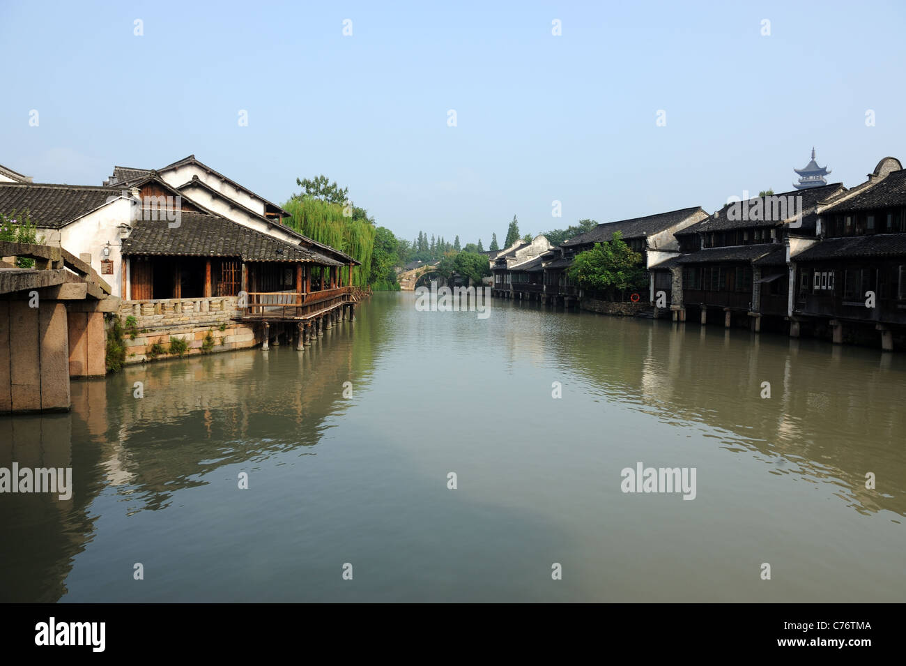 Ancient building near the river in Wuzhen town, Zhejiang province ...