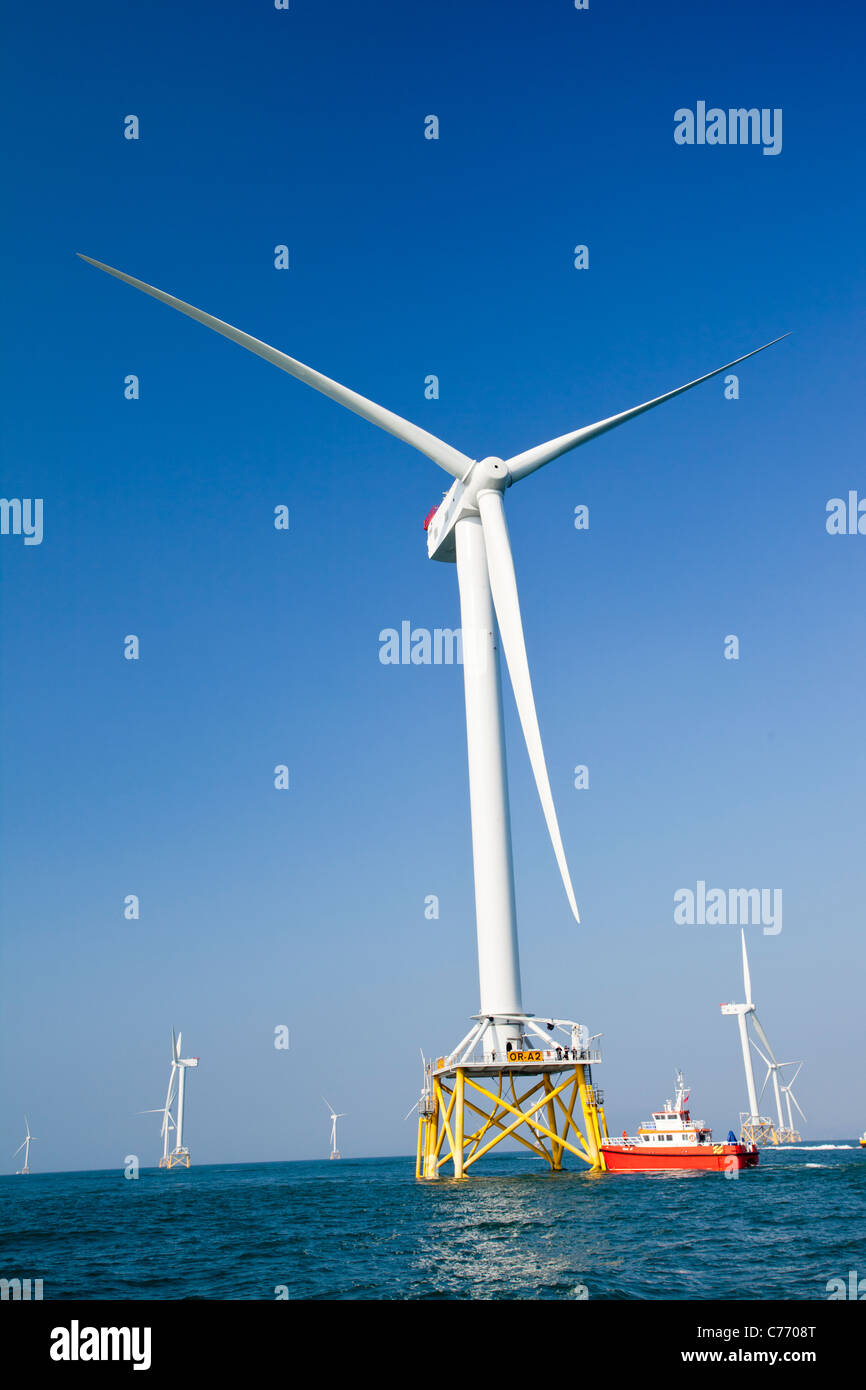 The Ormonde offshore wind farm with 5 Mw wind turbines, the largest ...