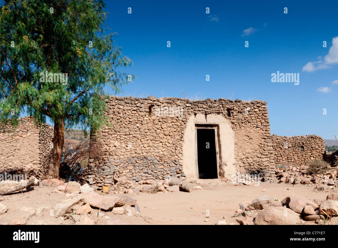 The traditional Argoba stone houses at the remote cliff-top village of ...