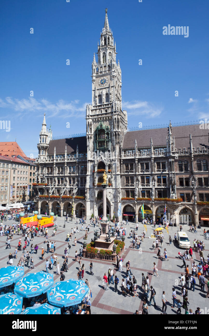 Germany, Bavaria, Munich, Marienplatz, City Hall aka Ratshaus Stock ...