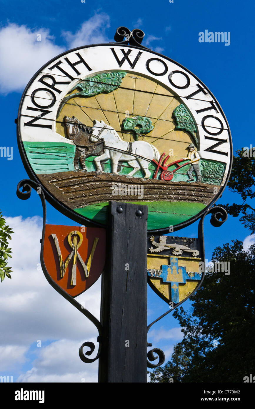 Village sign for North Wootton, near King's Lynn, in Norfolk Stock ...