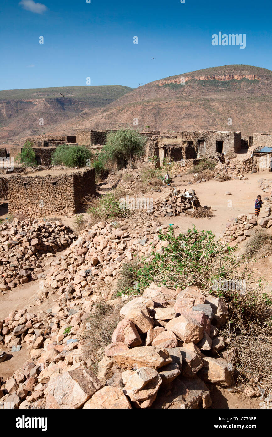 The traditional Argoba stone houses at the remote cliff-top village of ...