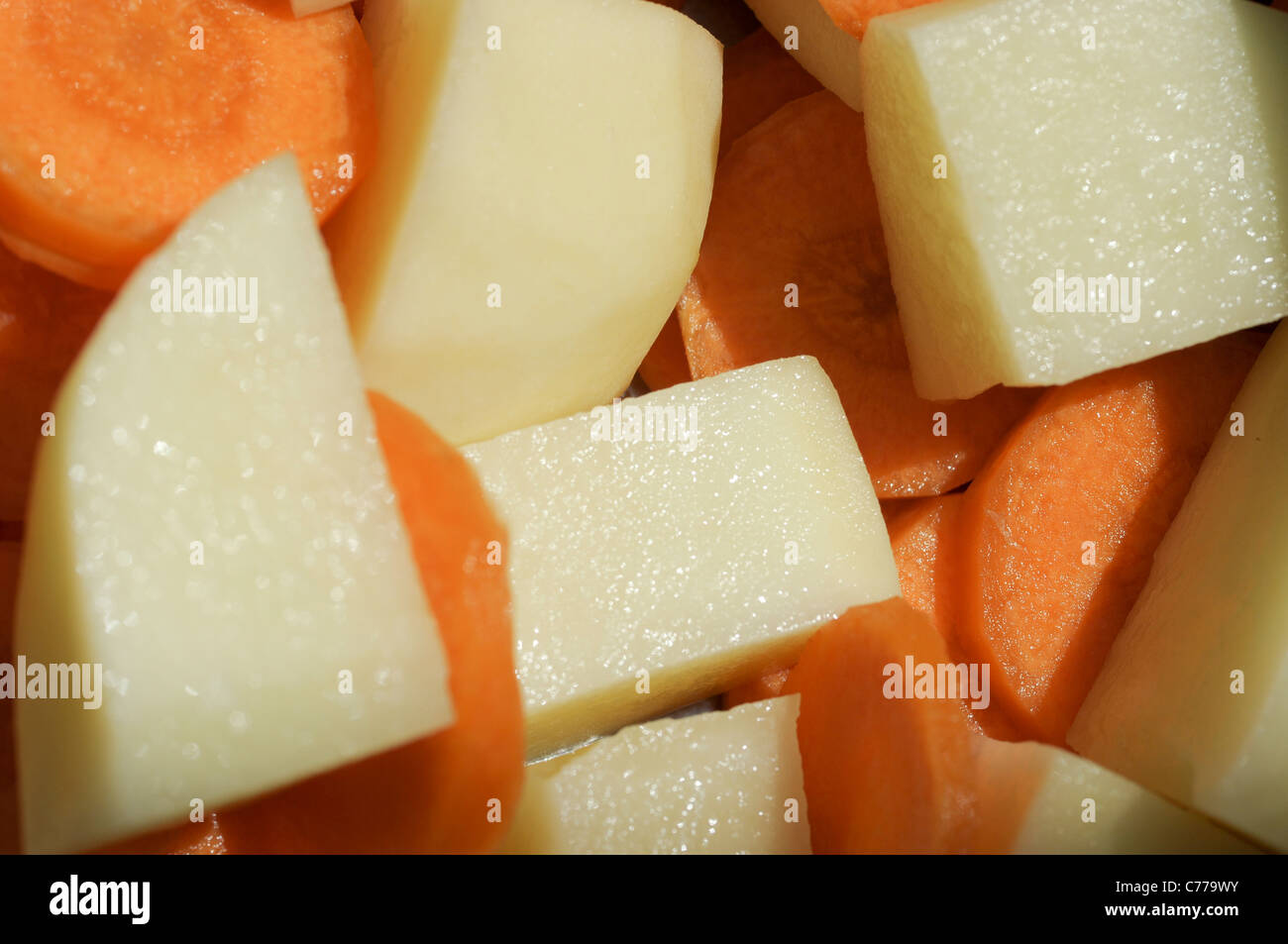 Sliced carrots and sliced potatoes Stock Photo - Alamy