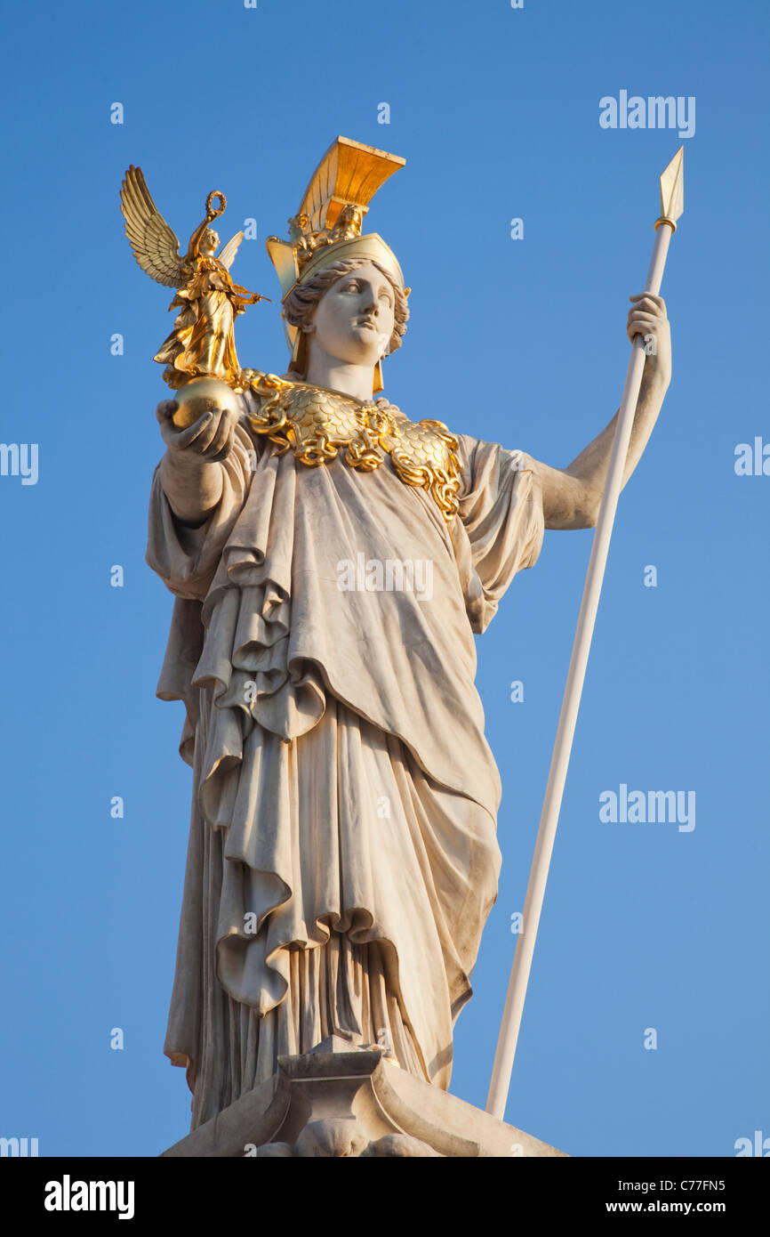 Austria, Vienna, Parliament Building, Statue of Athena Stock Photo - Alamy