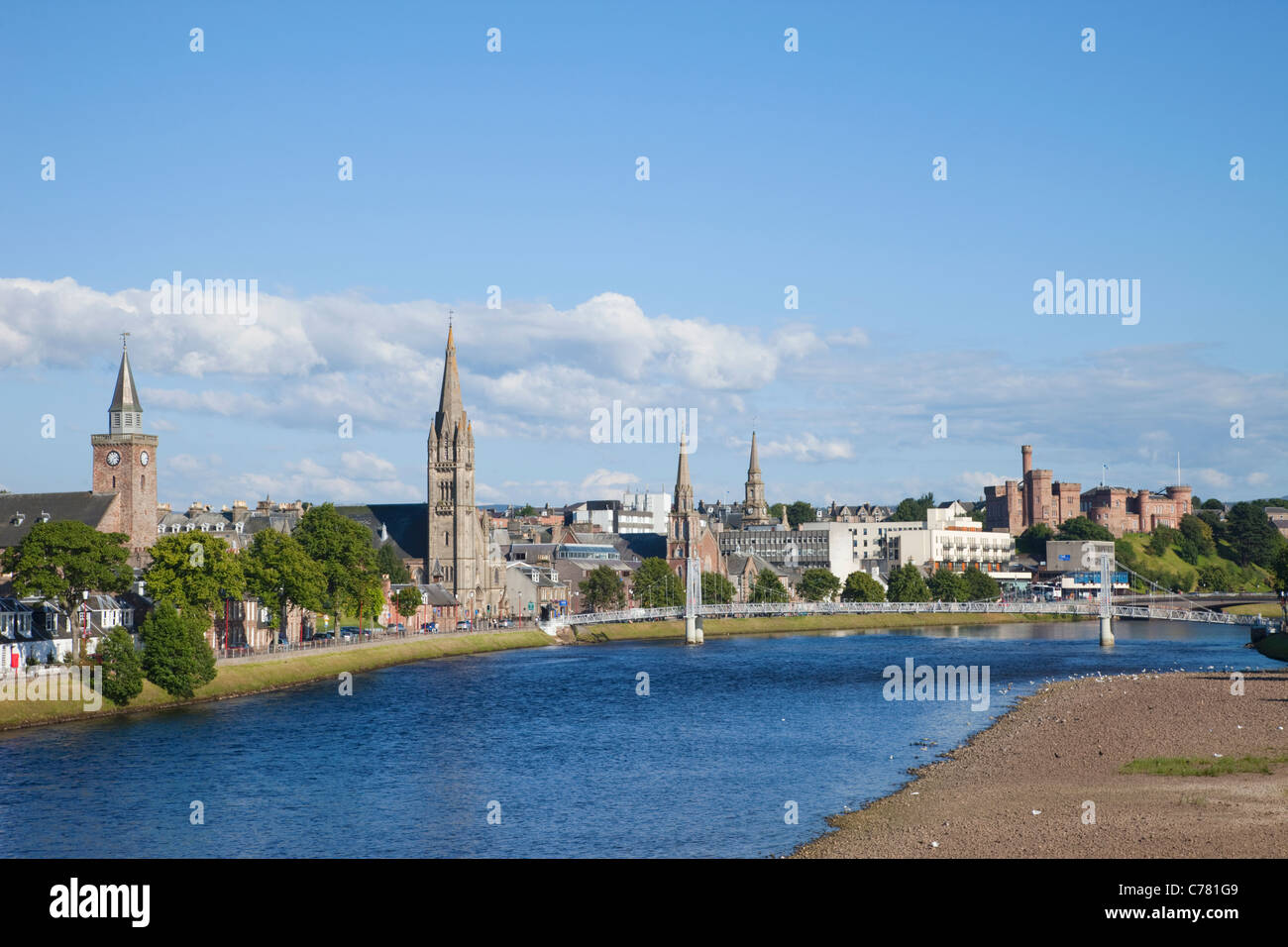 Scotland, Highlands, Inverness, River Ness and City Skyline Stock Photo ...
