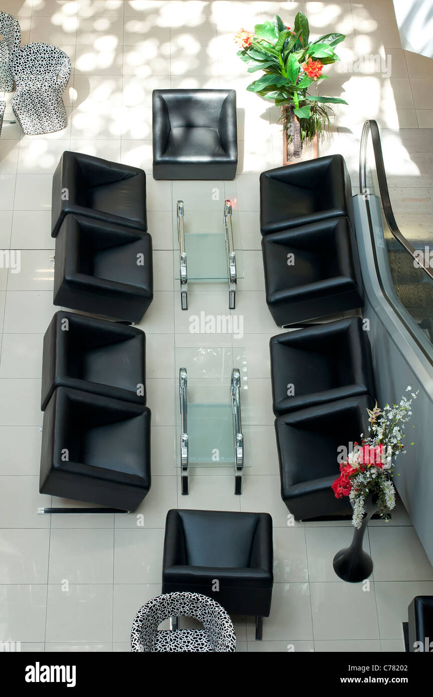 Luxurious black chairs in coffee-restaurant. Vertical image Stock Photo ...