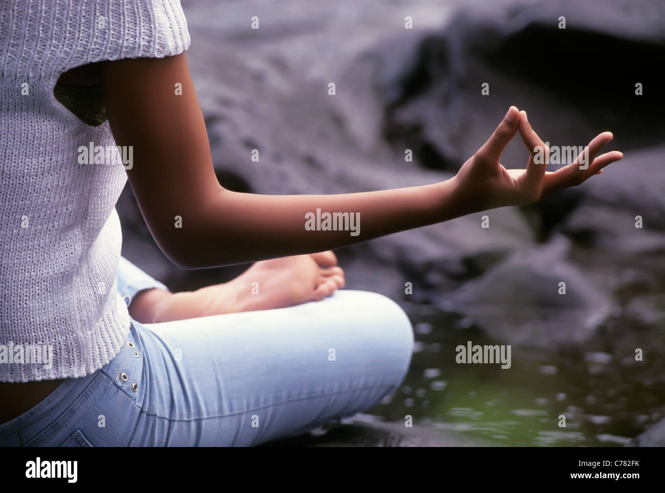 woman's finger with zen sign Stock Photo - Alamy