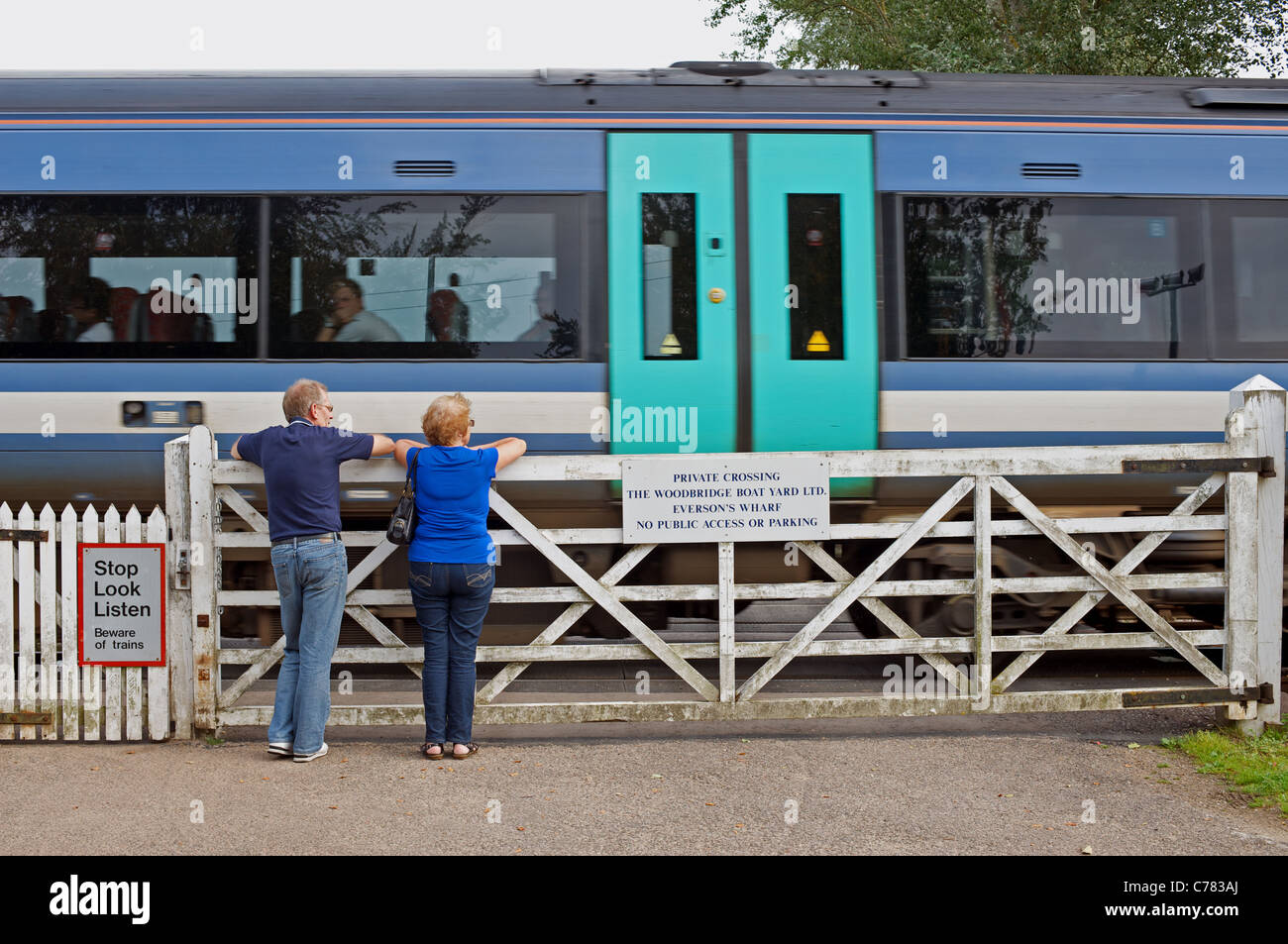 Unmanned level crossing on the East Suffolk branch line, Woodbridge ...