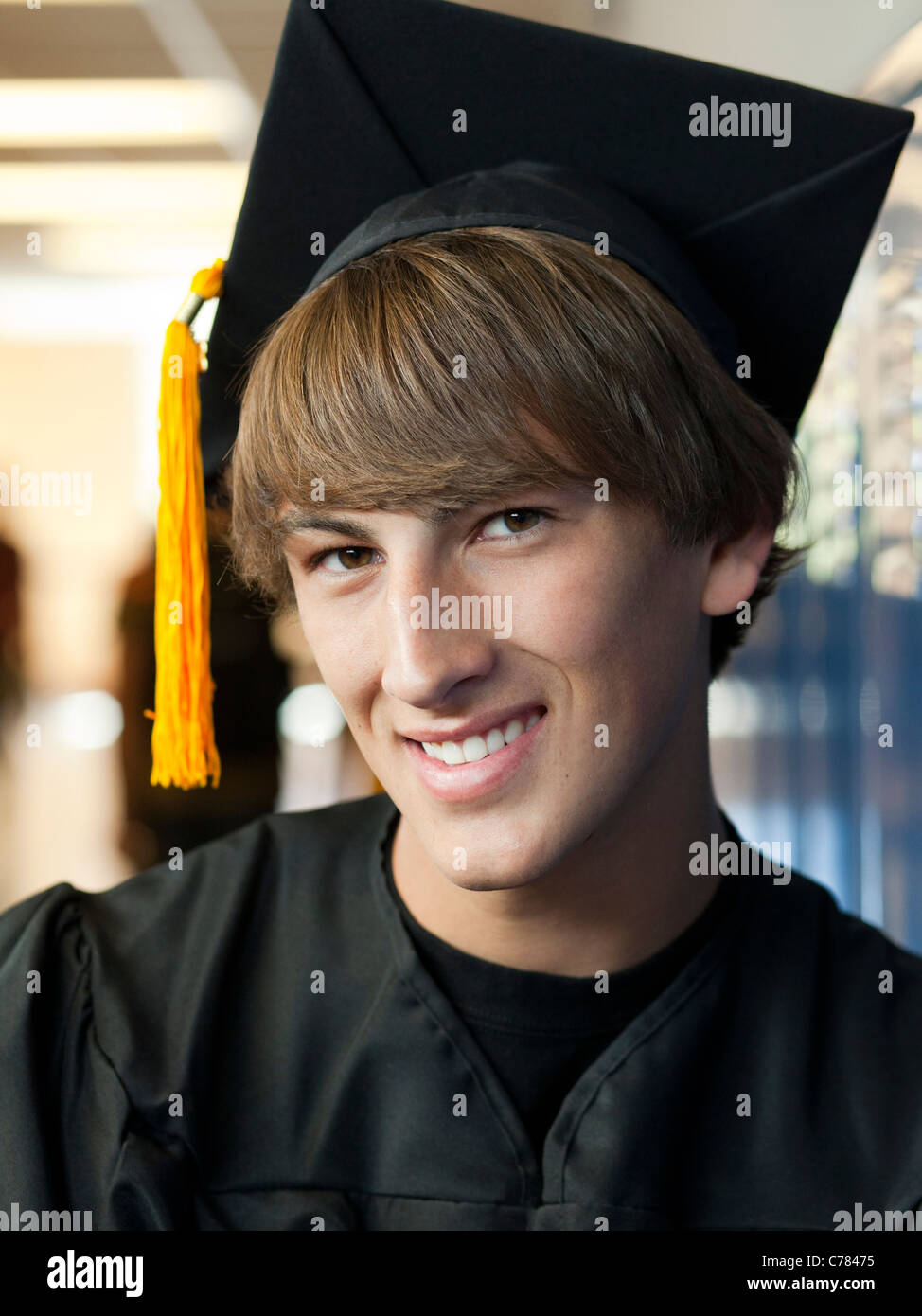 USA, Utah, Spanish Fork, Portrait of male graduate student wearing ...