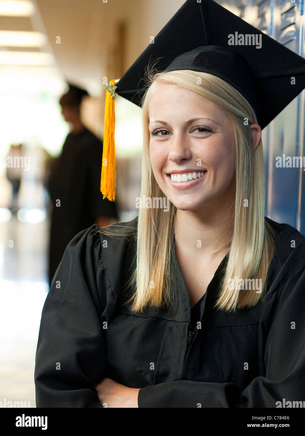 USA, Utah, Spanish Fork, Portrait of female graduate student (16-17) in ...