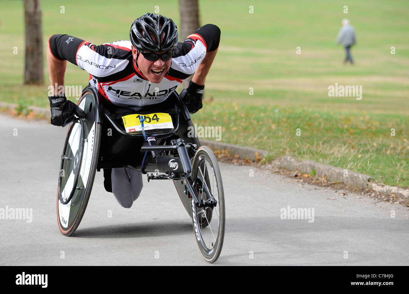 Wheelchair Half Marathon competitor Phil Hogg progressing through ...