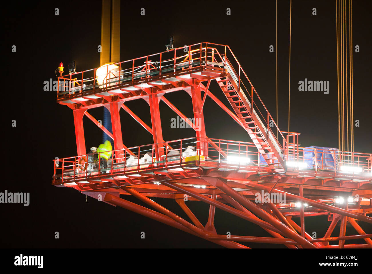 laoding wind turbine blades onto a jack up barge in mostyn, for the ...