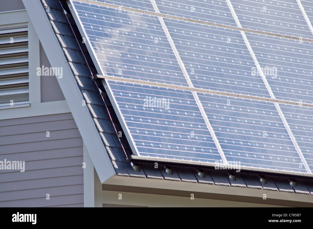 Solar panels on roof with shape solar hi-res stock photography and ...