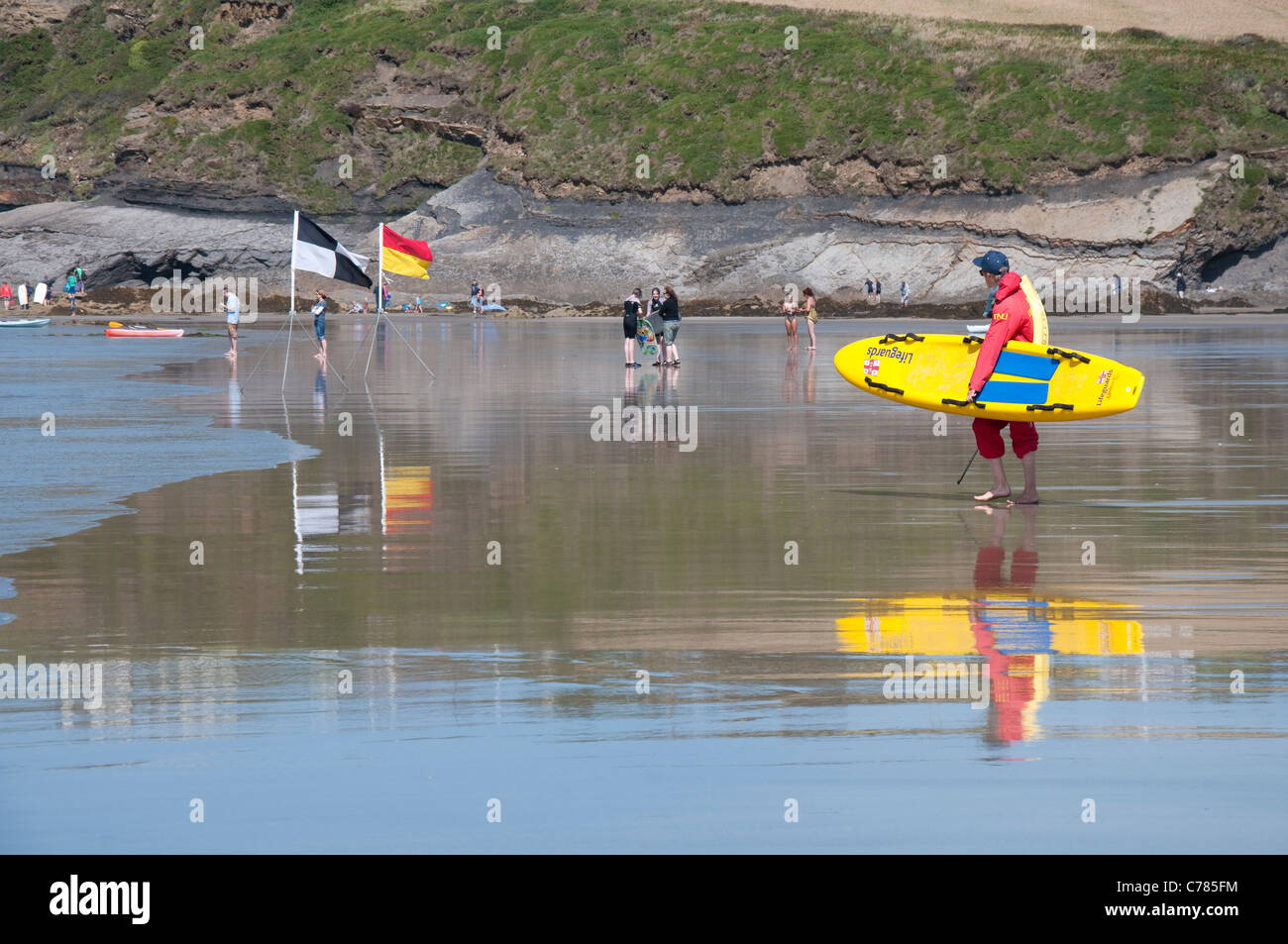 A lifeguard on Broad Haven beach in Pembrokeshire, Wales UK Stock Photo ...