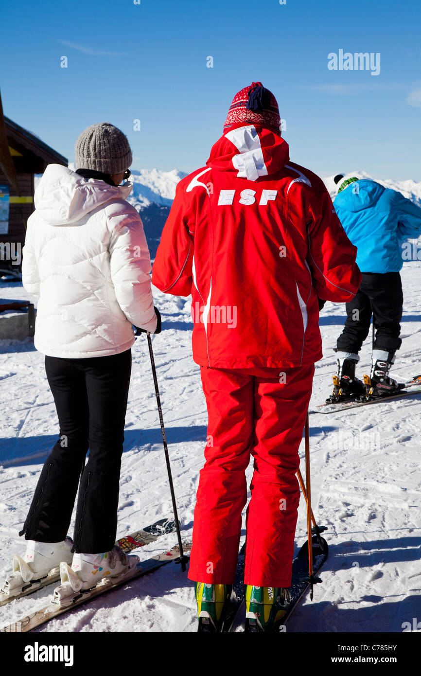 ESF ski instructor with learner, Courchevel 1850, France Stock Photo ...