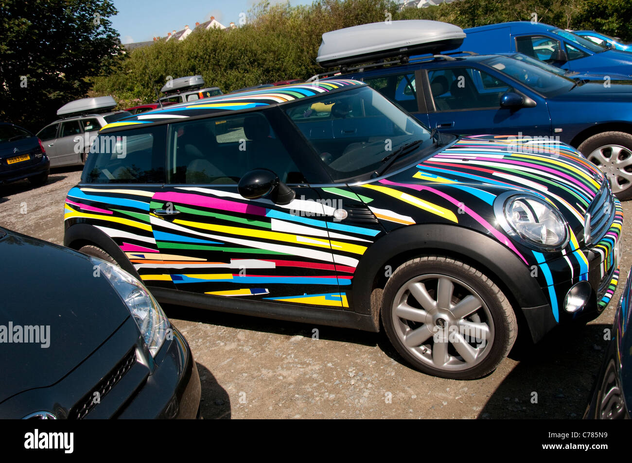 A multi colored mini car Stock Photo - Alamy