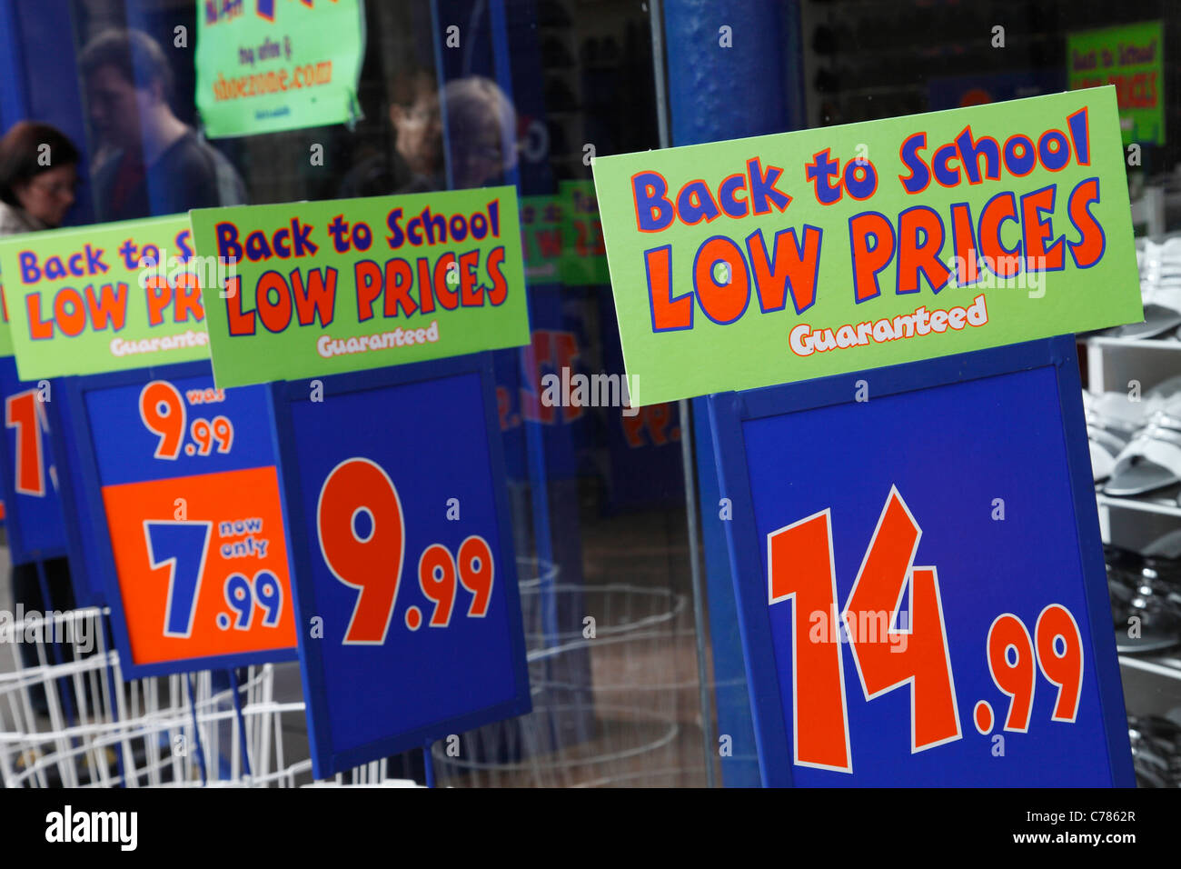 Back to school signs outside a high street store in the U.K Stock Photo ...