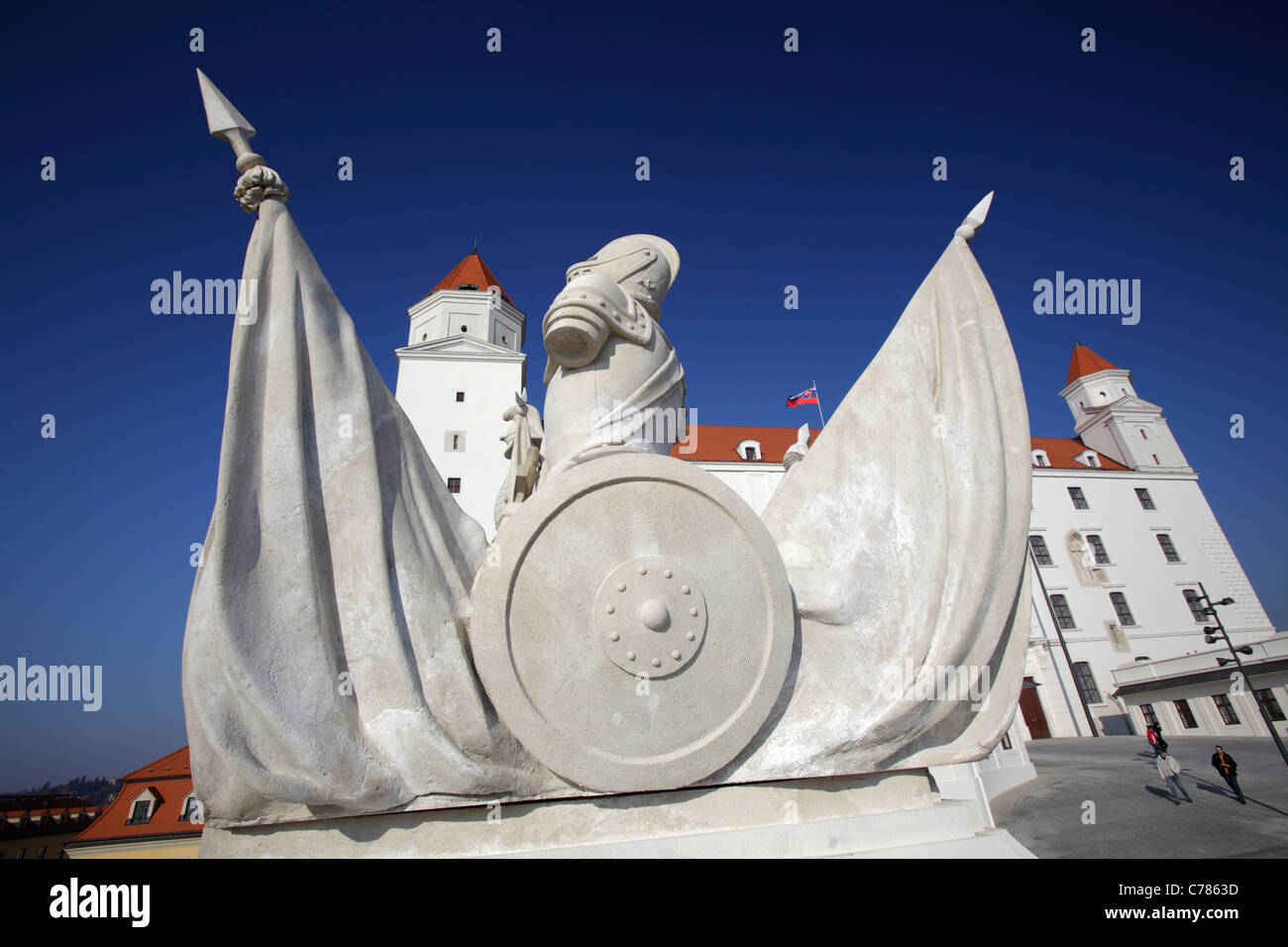 Statue at the castle (hrad) after reconstruction, Bratislava, Slovakia ...